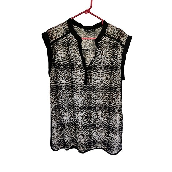a.n.a | Tops | Ana Tank Blouse Sheer Black Leopard Print V Neck Tunic ...